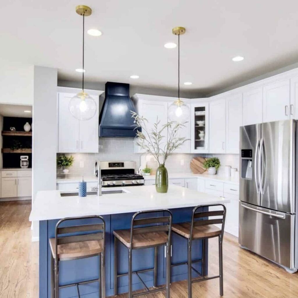 19 Stunning White Kitchens with Blue Islands You'll Love - Archeworks