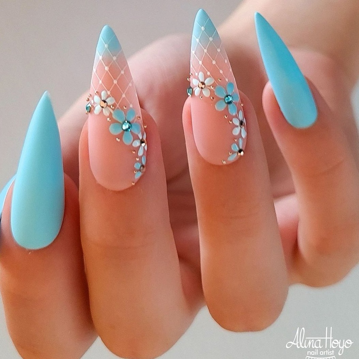 18 Amazing Pink and Blue Nails You’ll Love - Archeworks