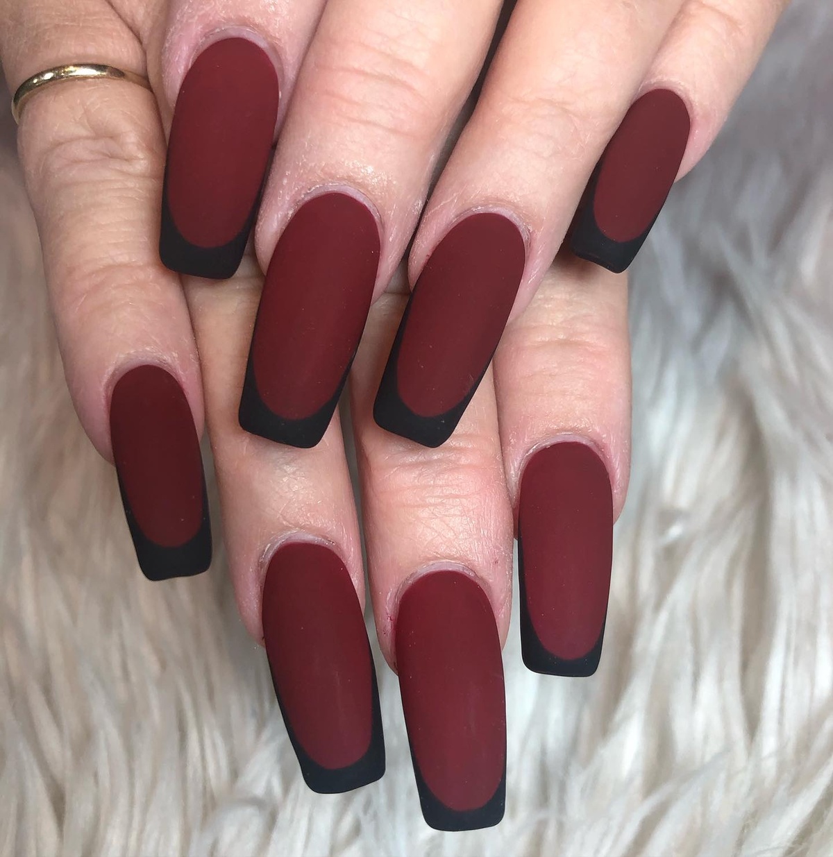 18 Bold Matte Red Nails with Sleek French Tips - Archeworks