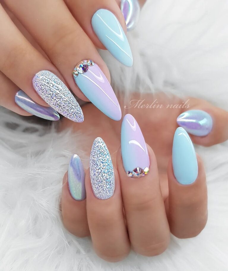 18 Amazing Pink and Blue Nails You’ll Love - Archeworks