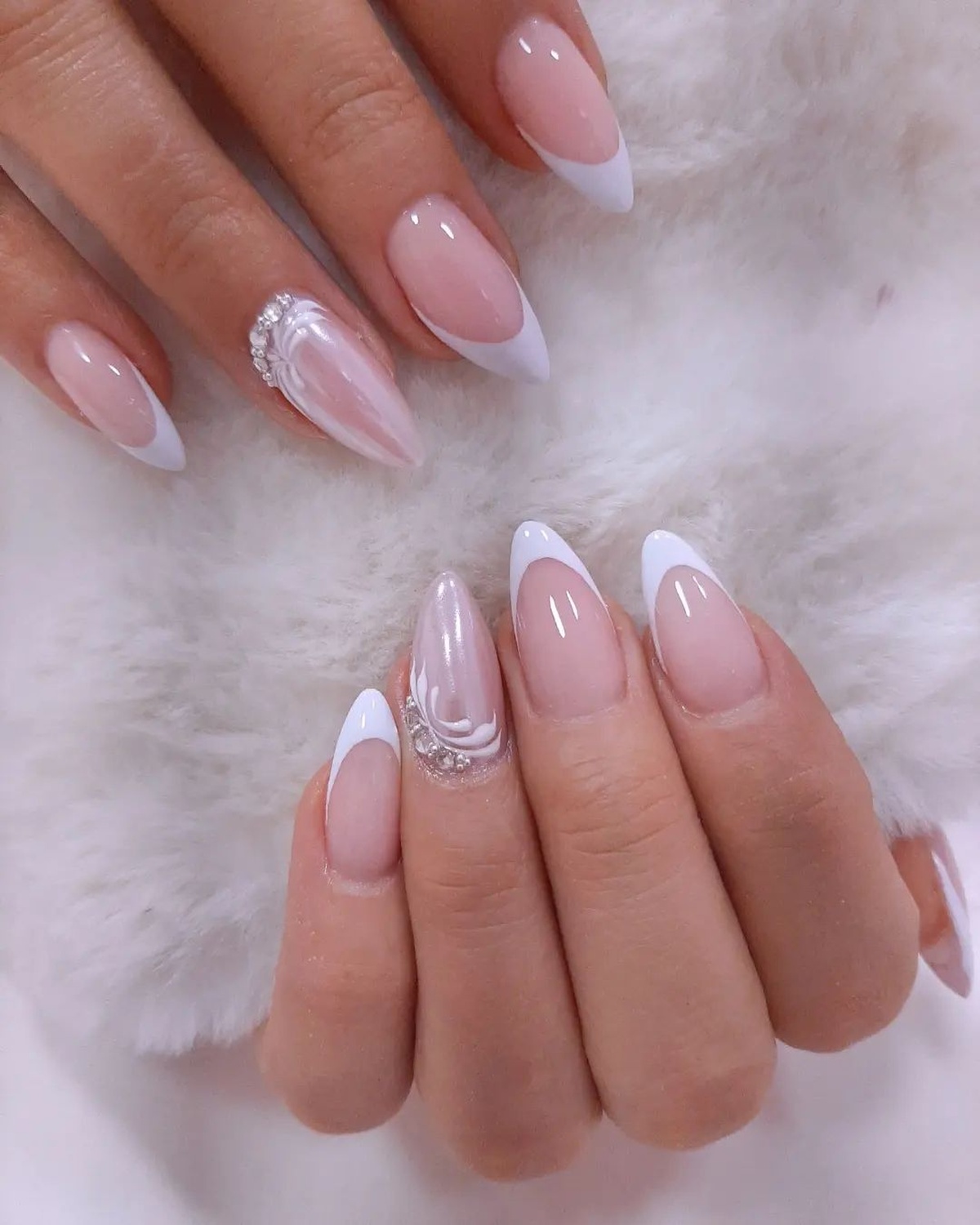 18 Must-Try French Tip Nails with Gems - Archeworks