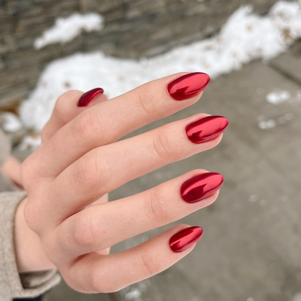18 Mesmerizing Red Chrome Nail Ideas to Shine Bright - Archeworks