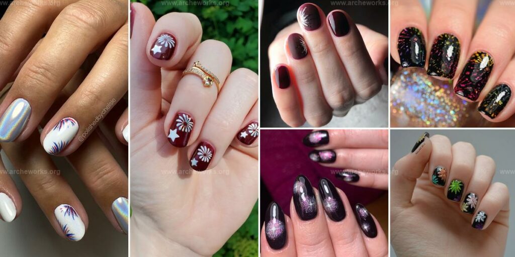 18 Sparkling Firework Nail Art Designs - Archeworks